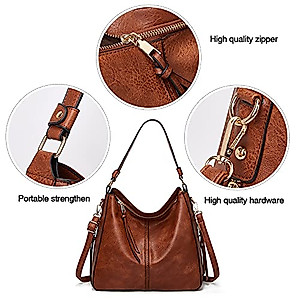 Hobo Bags for Women Cross Body Bag Purses for Women Shoulder Bag for Women Womens Purses and Handbags for Women Women's Shoulder Handbags Purse Leather Crossbody Bags Ladies Handbags (Brown)