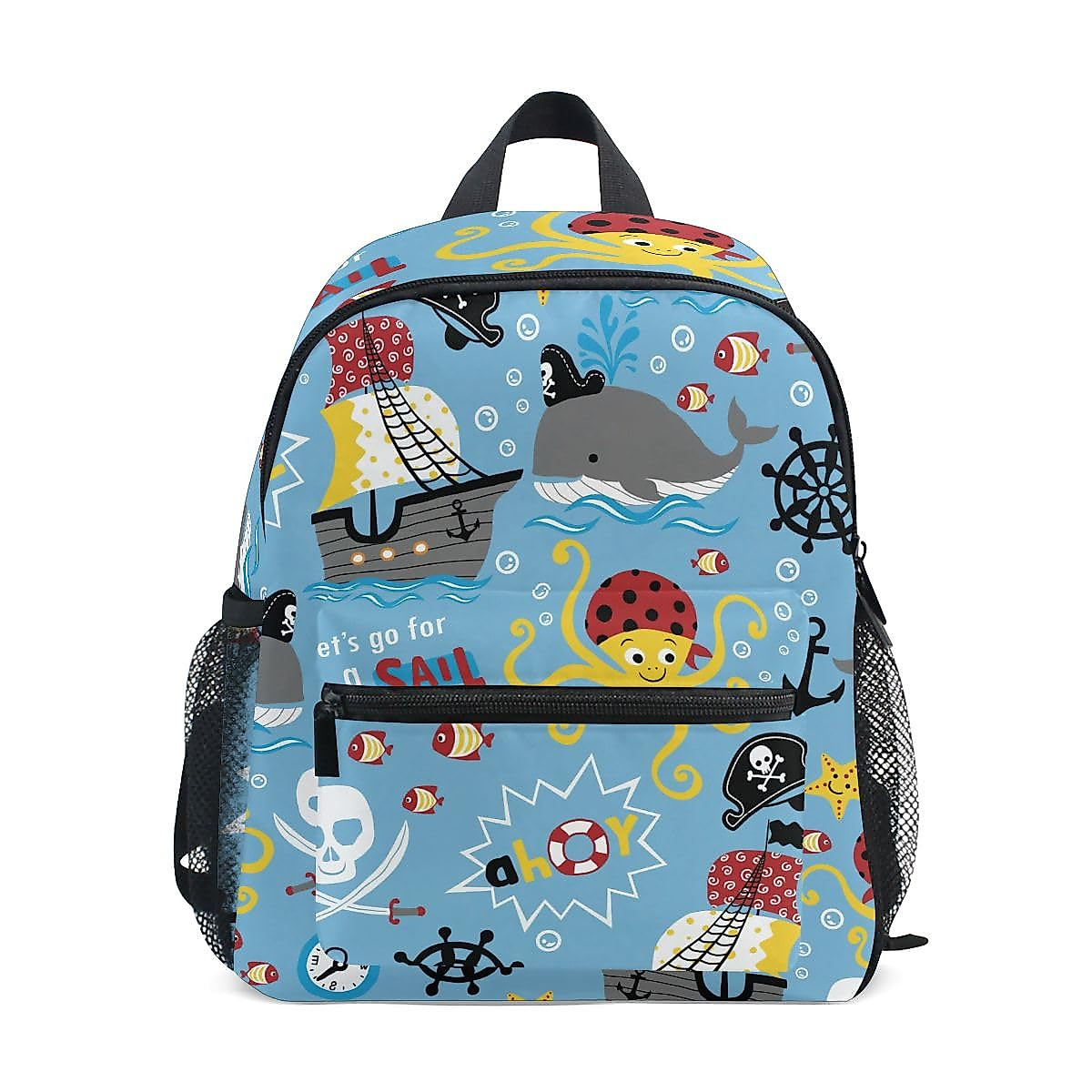 ODAWA Cartoon Pirates Elements Kids Backpacks with Name Tag Kindergarten Toddler Backpack