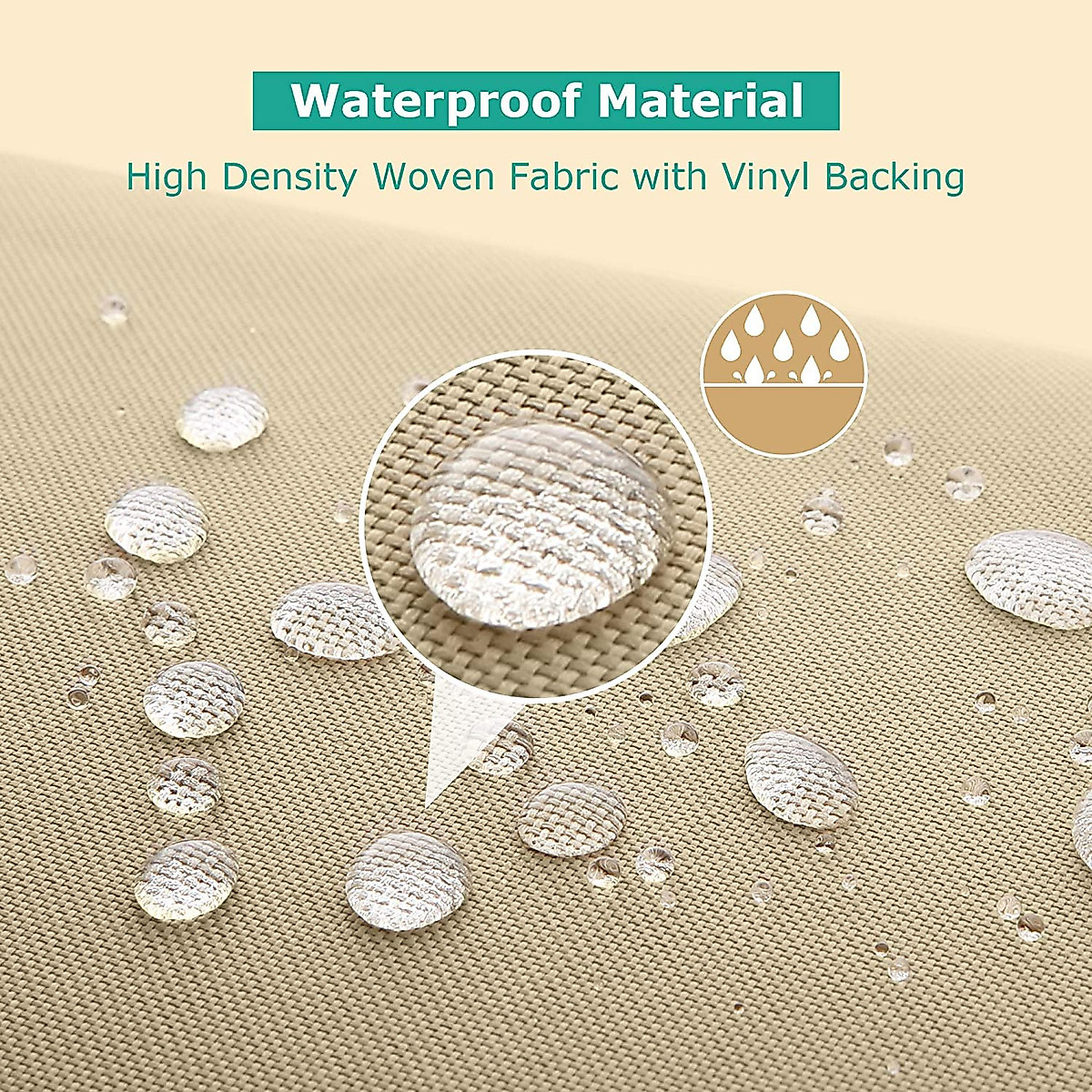 SunPatio Round Patio Daybed Cover 88 Inch, Heavy Duty Waterproof Outdoor Canopy Daybed Sofa Cover with Taped Seam, 88" L x 85" W x 35"/16" H, All Weather Protection, Beige