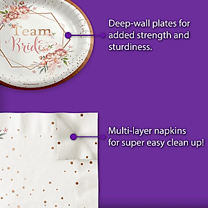 Team Bride Floral Bridal Shower Party Supplies Set Plates and Napkins Kit for 24