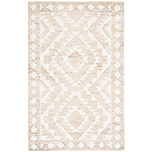 Safavieh Natural Fiber Collection Accent Rug - 3' x 5', Ivory & Natural, Handmade Rustic Farmhouse Boho Jute & Wool, Ideal for High Traffic Areas in Entryway, Living Room, Bedroom (NF512A)