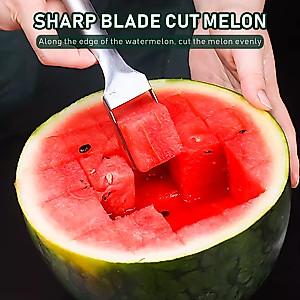 Generic Watermelon Fork Slicer Cutter,Portable Stainless Steel 2-in-1 Watermelon Fork Slicer, Watermelon Cutter Slicer Tool Fruit Forks Slicer for Home Party Camping Kitchen Gadget(2pcs), dsf451