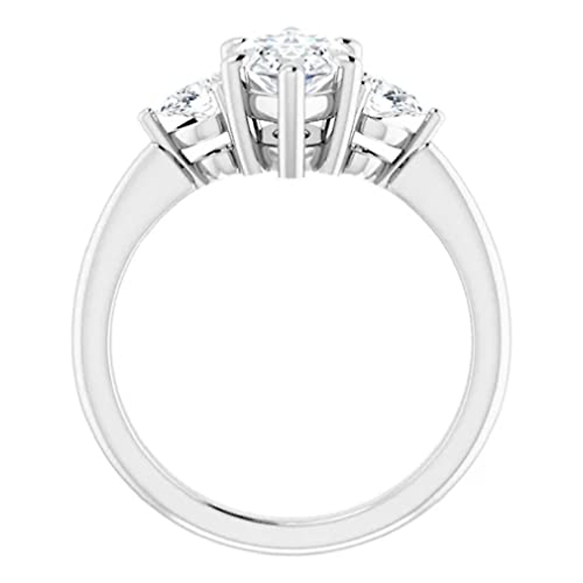 JEWELERYIUM 3 CT Marquise Colorless Moissanite Engagement Ring, Wedding Bridal Ring Set, Eternity Sterling Silver Solid Diamond Solitaire 6-Prong Anniversary Promise Ring for Her (8.5)
