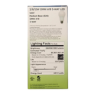 Westinghouse 5314020 30/70/100-Watt Equivalent Omni A19 3-Way Soft White Energy Star LED Light Bulb with Medium Base (6-Pack), 6 Count