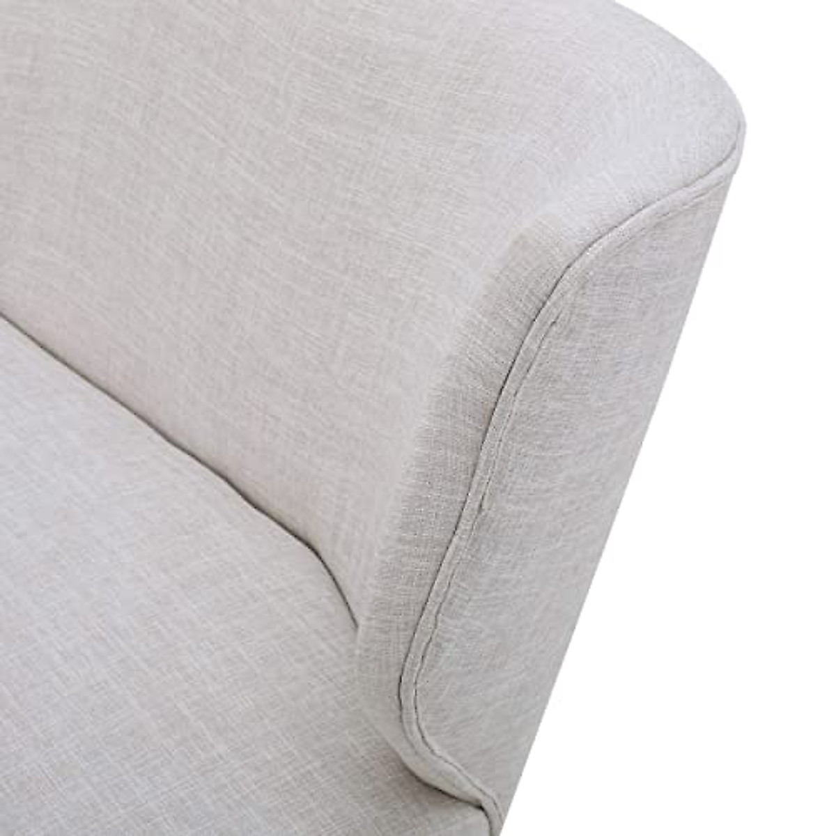 GDFStudio Dumont Mid-Century Modern Fabric Settee, Beige and Natural