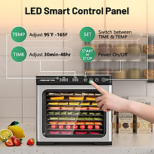 KEENSTAR Food Dehydrator for Jerky 1000W, 9 Stainless Steel Trays, 165℉ Temperature Control, 8.7ft² Drying Space, 48H Timer, Dryer Machine for Dog Treats, Herb, Veggies, Meat, Fruit