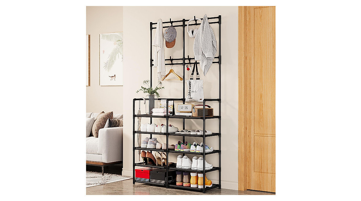 UDEAR 5-Tier Coat Rack with Shoe Organizer - Stylish Storage