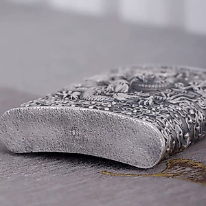 GOHQ Hip Flask for Liquor for Men,999 Sterling Silver Leak proof Dragon Drinking Flasks Used for Gift,Camping, Outdoor Activitie,Groomsman Bridesmaid Wedding Party