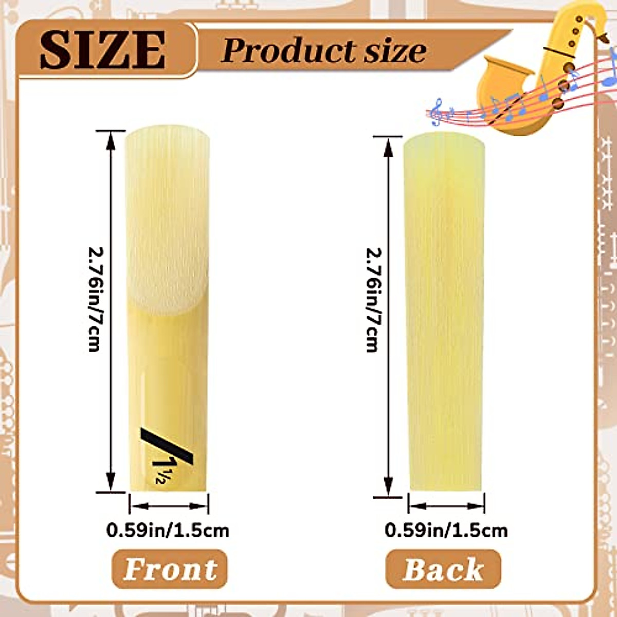 20 Pieces Alto Saxophone Sax Reeds Alto Saxophone Reeds Bamboo Saxophone Reeds with Individual Case for Clarinet Soprano or Alto Sax (1.5 in Strength)