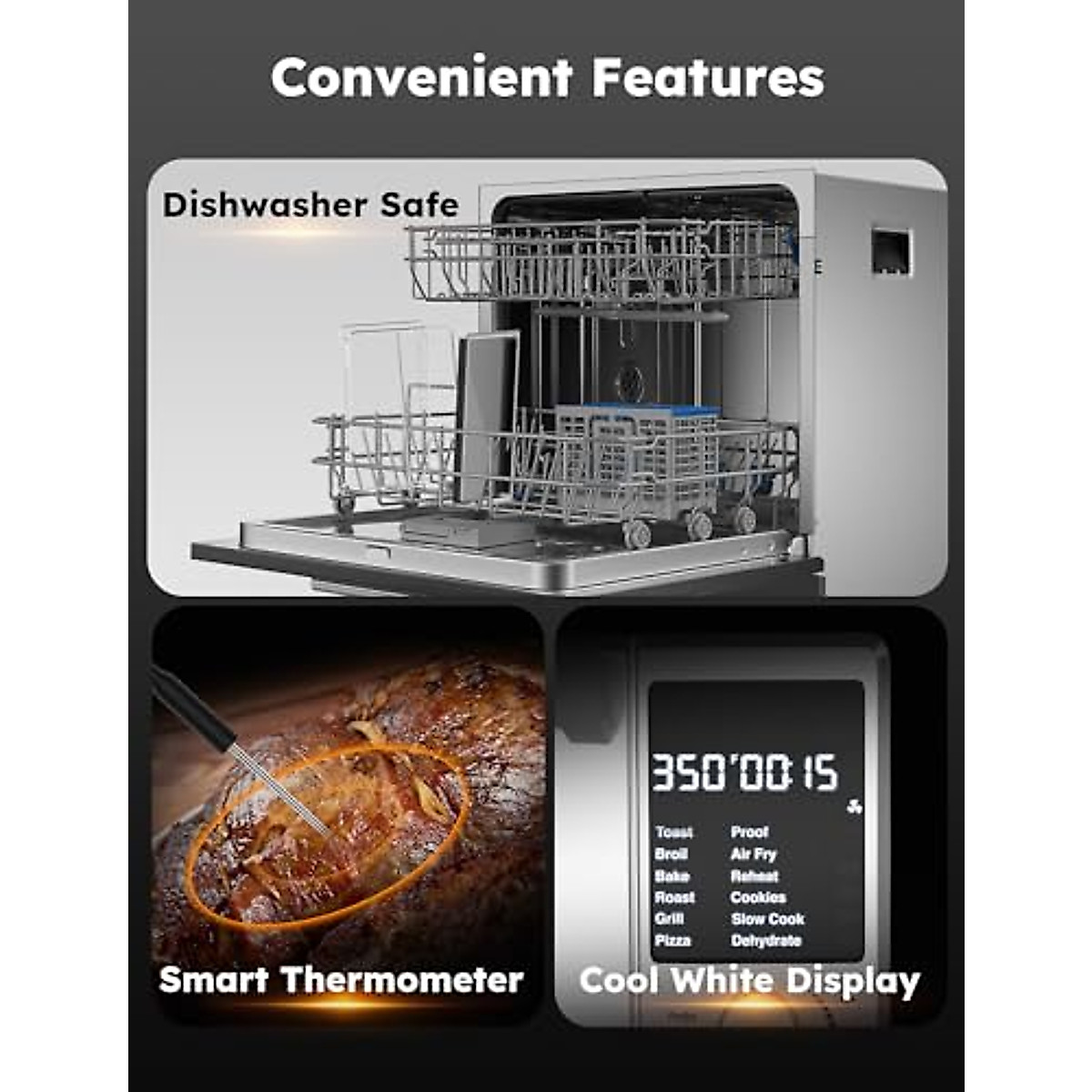 Nuwave Bravo Pro Smart Toaster Oven Countertop, True Air Fryer Combo w/Improved 100% Convection, 35% Crispier, 112 Presets, Customizable Pizza Zones, Integrated Probe, PFAS Free, 30QT, Stainless Steel