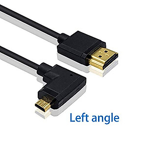 Duttek Micro HDMI to Standard HDMI Cable, Micro HDMI to HDMI Coiled Cable, Extreme Slim Left Angled Micro HDMI Male to HDMI Male Coiled Cable for 1080P, 4K, Ultra HD, 3D (1.2M/4FT)