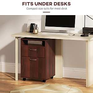 HOMCOM Mobile Storage Cabinet Organizer with Drawer and Cabinet, Printer Stand with Castors, Brown