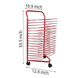 AIWFL Art Drying Rack for Classroom Paint Drying Rack Art 16 Shelves Metal Artwork Storage Display Rack Art Drying Rack with Wheels for Classroom Painting Crafts