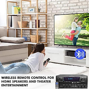 Home Theater System Kit 1000 Watts Bluetooth Receiver w/ 6 Qty 5.25" 175 Watts Each in-Wall in-Ceiling Speakers & 16 Gauge 250 ft. Speaker Wire Portable Microphone w/Remote Control by Technical Pro
