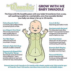 Woombie Grow with Me Air Baby Swaddling Blanket, Convertible Swaddle Fits Babies 0-9 Months, Expands to Wearable Blanket for Babies up to 18 Months, Dream On