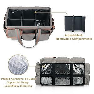 Cleaning Caddy, Cleaning Supplies Organizer with Handles for Cleaning Products Storage, Large Wearable Cleaning Tools Tote Bag for Housekeeping,Car,Home,Kitchen Work (Large, Grey)