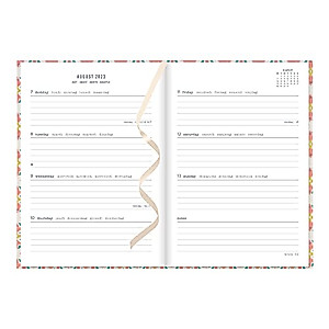 Letts of London Morocco Academic Weekly/Monthly Planner, August 2023 to July 2024, Week-to-View, Sewn Binding, Multilingual, A5 Size, 8.25" x 5.875", Coral (C031812-24)