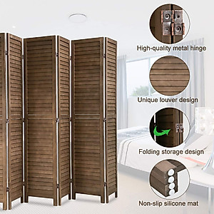 Room Dividers and Folding Privacy Screens, 6 Panel 69 inch Tall Portable Room Seperating Divider, Handwork Solid Wood Room Divider Wall, Room Partitions and Dividers Freestanding for Home Office