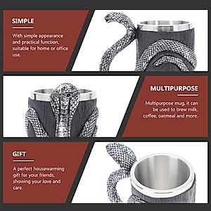 jojofuny Snake Coffee Mug Cup Cobra Drinking Cups, Stainless Steel Beer Mug Espresso Cup Beverage Mug for Milk Coffee Ice Cream Tea Juice (Black)