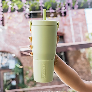 BrüMate Resa 25oz 100% Leakproof Travel Tumbler with Handle & Straw | Flexible Soft Sip Straw | Silicone Sleeve for Durability | Stainless Steel | Cup Holder & Travel Friendly | (Citrus Daisy)