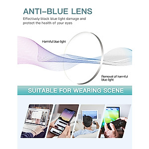 Baililai Blue Light Blocking Glasses - Lightweight Eyeglasses with Blue Ray Filtering for Computer Gaming (17131) (black-C1), 52-20-145