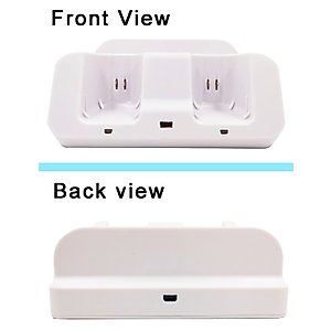 Charging Station for Wii U Gamepad and Remote Controller - Rechargeable Battery Power with USB Cord, Dock Stand and Replaceable 2800mAh Packs - Compatible with Motion in Nintendo WiiU（White）