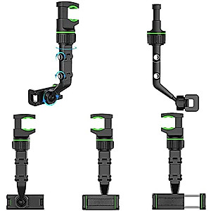 New 360° Rearview Mirror Phone Holder for Car Multifunctional Mount Phone and GPS Holder Universal Rotating Car Phone Holder, Can be Fixed and Adjusted Cell Phone Automobile Cradles (Green)