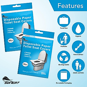 Disposable Toilet Seat Cover - 50 Count Large Flushable Paper Toilet Seat Covers for Travel, Kids Potty Training & Public Restrooms, Premium Paper Toilet Seat Liners, 5 Pack