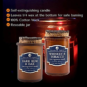 Northern Lights Fine Fragranced Aromatherapy Candle Spirit Jar Bundle Scented Candles Gifts for Women and Men — 2 x 5oz (Whiskey & Tobacco and Dark Rum & Oak)