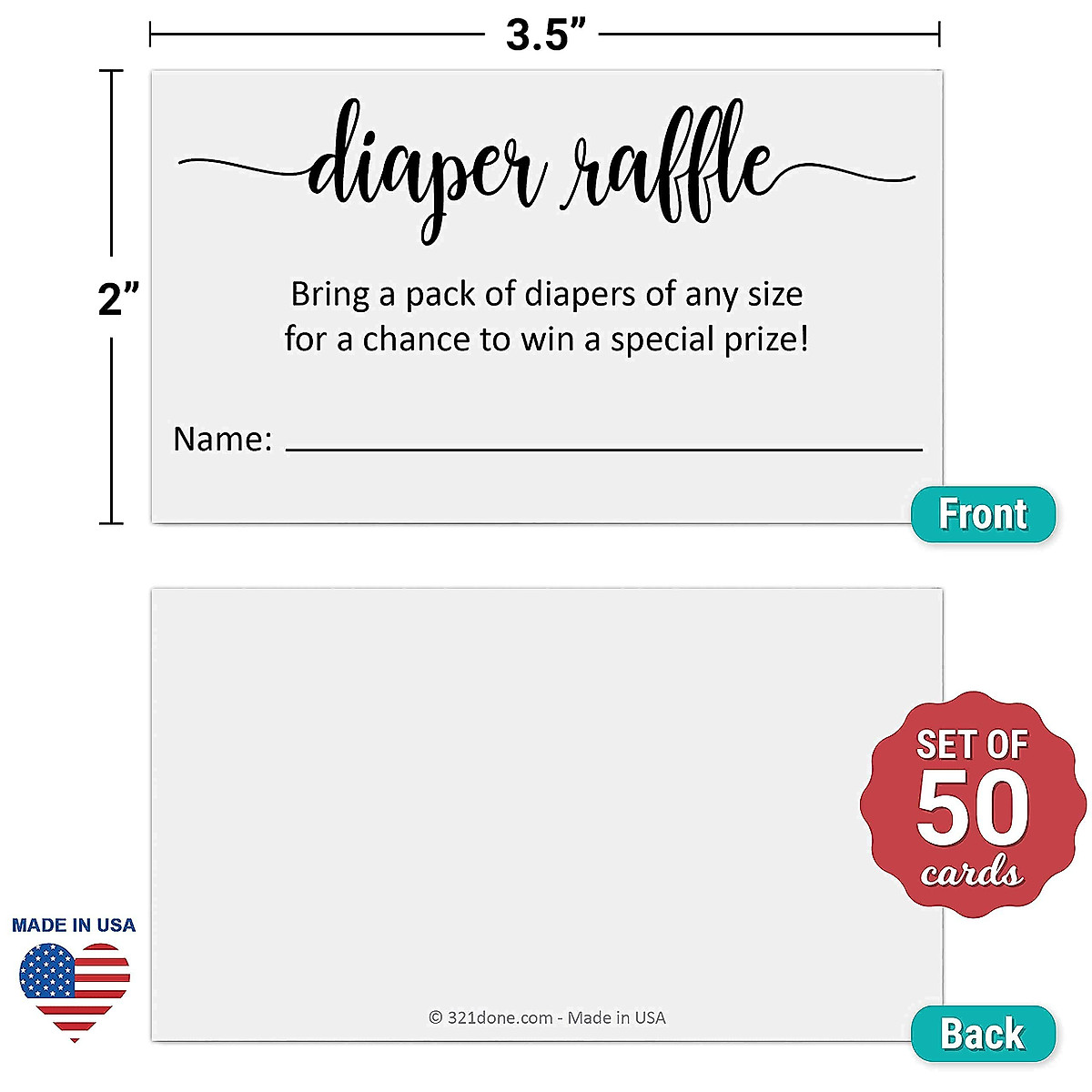 321Done Baby Shower Bundle: Diaper Raffle and Advice for Mom-to-Be - White