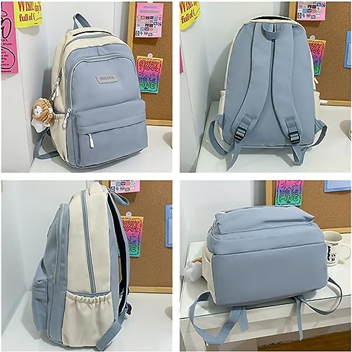 ZEnaha Cute Aesthetic Backpack Kawaii Backpack Classic Backpack for Women Laptop Bag Preppy Large-capacity Stitching Backpack (Pink)