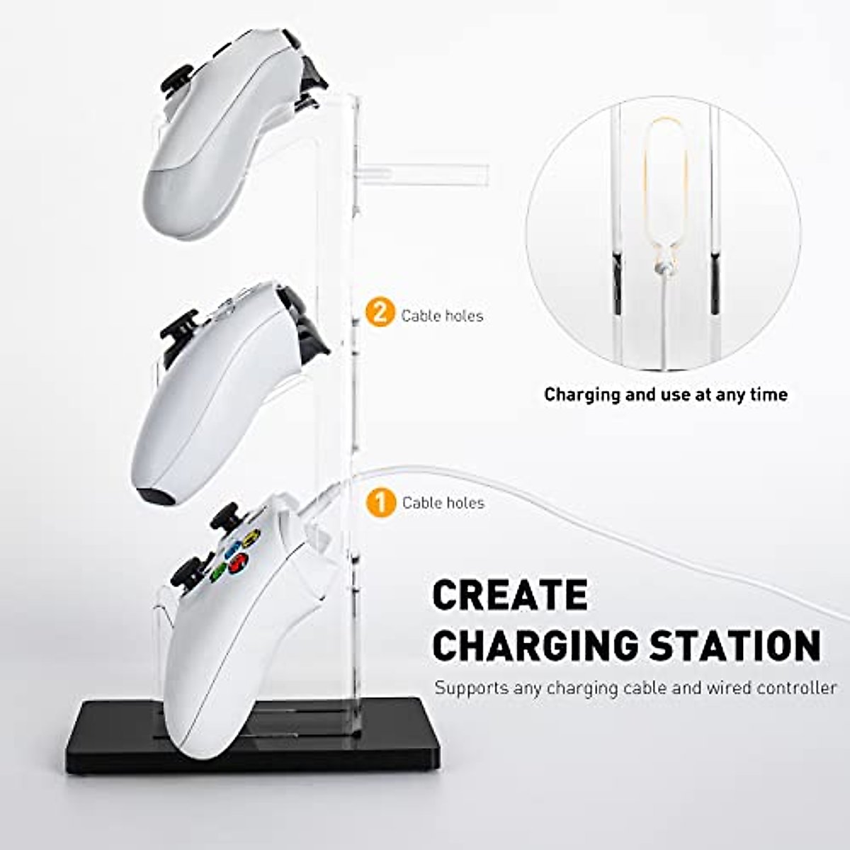 OAPRIRE Universal 3 Tier Controller Holder and Headset Stand for PS4 PS5 Xbox ONE Switch, Controller Stand Gaming Accessories, Build Your Game Fortresses (Black)
