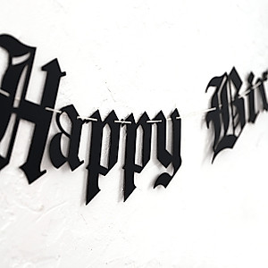 Gothic Letter Happy Birthday Banner - Old English Birthday Banner - Funeral Birthday Banner for 20th 30th 40th Birthday (Happy Birthday)