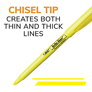 BIC Brite Liner Highlighter, Chisel Tip For Broad Highlighting & Fine Underlining, Pink, 12-Count