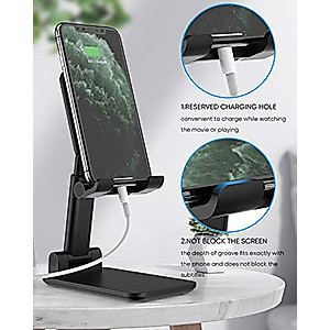 Adjustable Cell Phone Stand, Foldable Phone Holder Tablet Stand for Desk, Angle Height Adjustable Cell Phone Stand Compatible with Phone 11 Pro Xs Xs Max Xr, Mini,Tablets (Black)