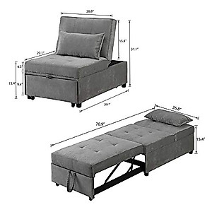 TITA-DONG Sofa Bed,Folding Ottoman Sleeper Bed,4 in 1 Multi-Function Fabric Convertible Chair Recliner Sofa with Pillow,for Living Room/Small Room Apartment