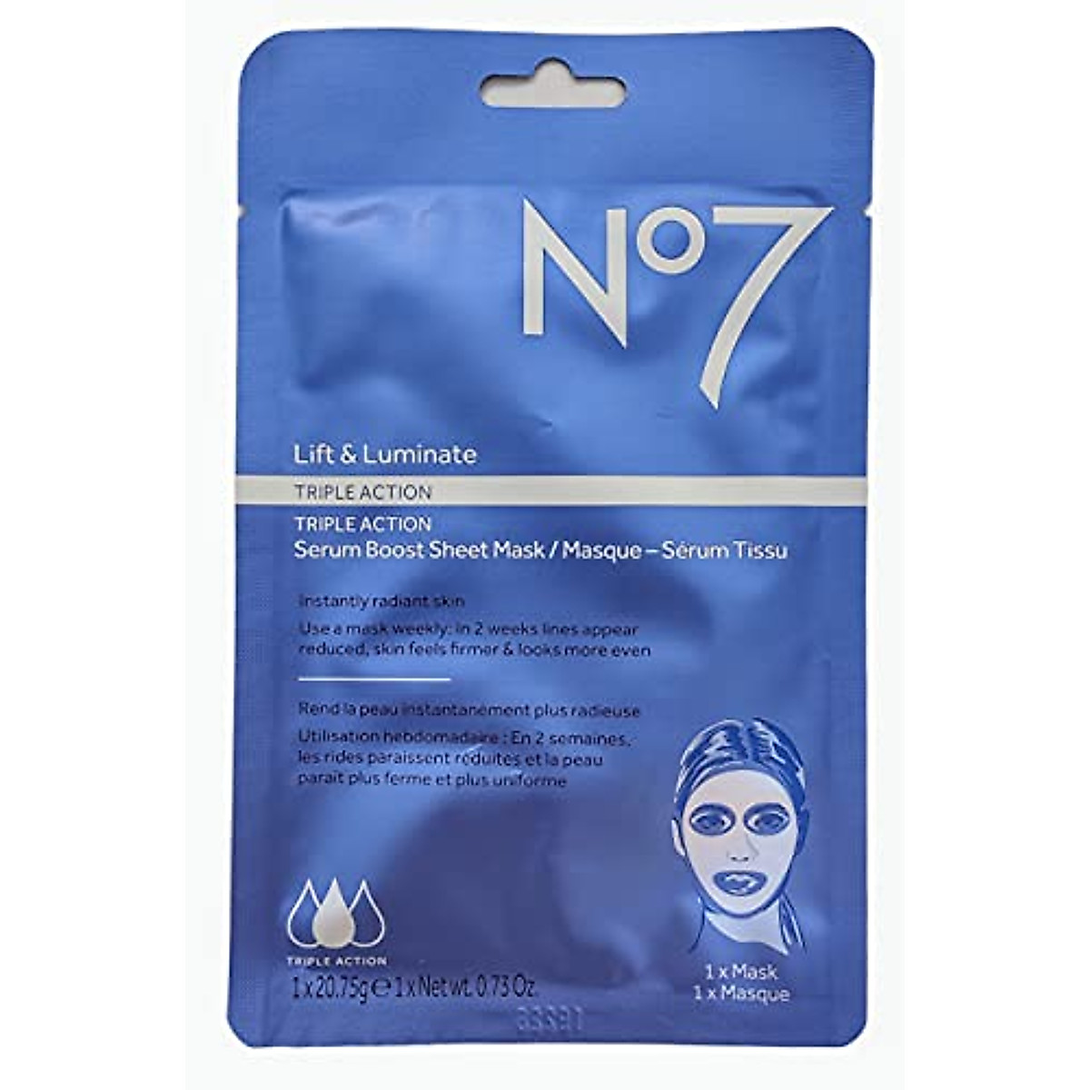 No7 Lift & Luminate TRIPLE ACTION serum boost sheet masks