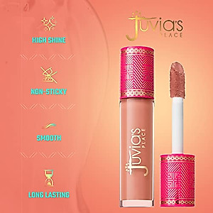 Juvia's Place Lip Gloss Reflect Kiss Me,Soft Rosy Baby Pink,Smooth and Creamy, Long Lasting Non-Sticky, Luscious High Shine Glow,16 oz,