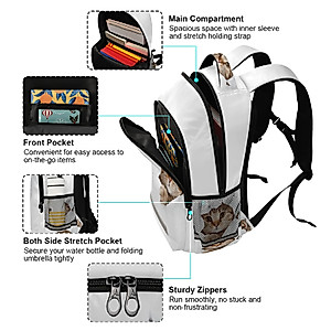 Dallonan Backpack Lovely Cat Funny Animal White School College Backpack Laptop Casual Daypack