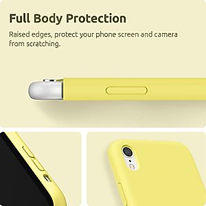 SURPHY Silicone Case Compatible with iPhone XR Case, Soft Liquid Silicone Shockproof Phone Case (with Microfiber Lining) Compatible with iPhone XR (2018) 6.1 inches (Yellow)