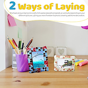 Roucerlin 6Pcs Unfinished Solid Wood Picture Frames for Arts Crafts, 3x5 Plain Wooden Photo Frame, Picture Frame with Stand for Table Top Desk Display DIY Painting Project Adult (Brown)