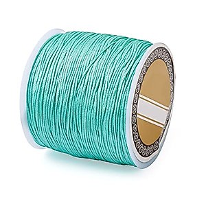 Cheriswelry 100M 0.8mm Nylon Beading Cord Aquamarine Chinese Knotting Rattail Macrame Thread String Roll for Jewelry Making Kumihimo Wrapping Supplies DIY Crafts