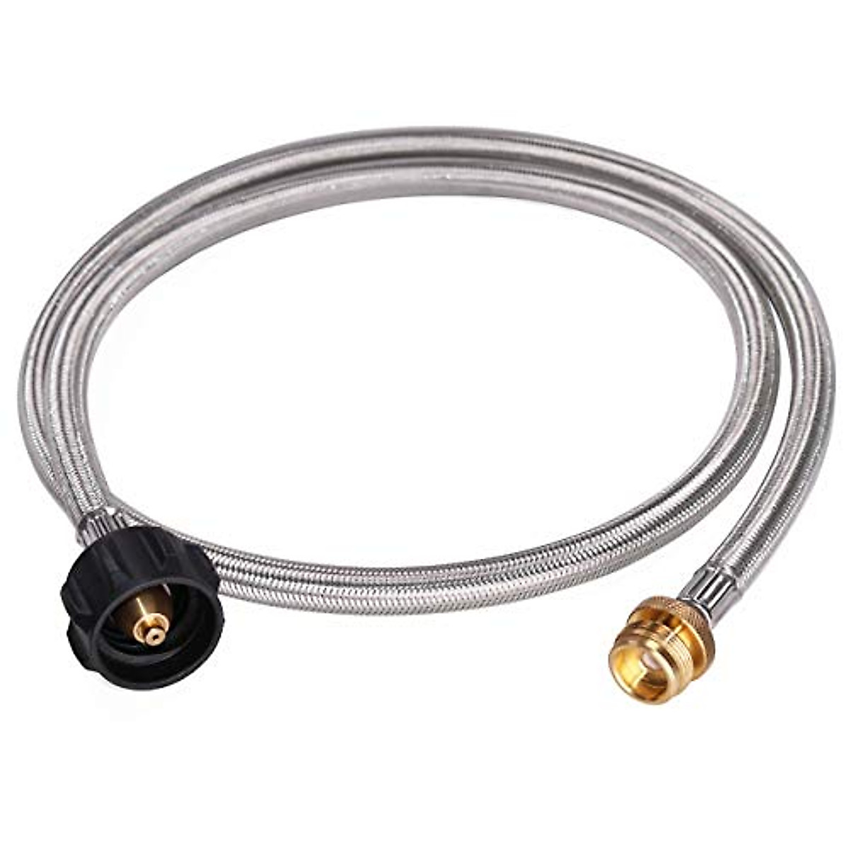 DOZYANT 5 Feet Stainless Steel Braided Propane Adapter Hose 1 lb to 20 lb Converter Replacement for QCC1 / Type1 Tank Connects 1 LB Bulk Portable Appliance to 20 lb Propane Tank - Safety Certified