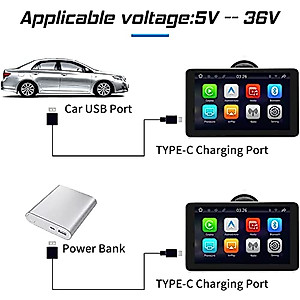 Wireless Portable Car Stereo with Rear Camera Dash or Windshield Mounted 7.5” IPS Touchscreen Car Receiver Compatible with Apple Carplay/Android Auto，Bluetooth，Mirror Link，Google，Siri Assistant