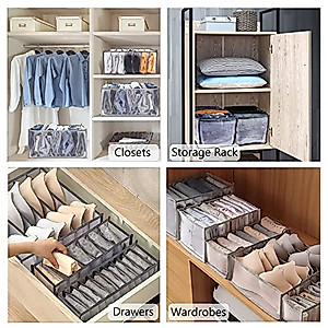 BULFULL 2PCS Wardrobe Clothes Organizer 7 Grids, Washable Clothes Organizer for Folded Clothes, Drawer Dividers for Organizer Jeans Organizer for Closet Pant Organizer