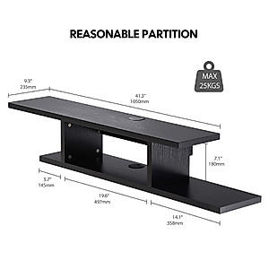FITUEYES Concise Floating TV Stand Shelf - Wall Mounted Entertainment Center Media Console Component Wall Cabinet, Black, 50"