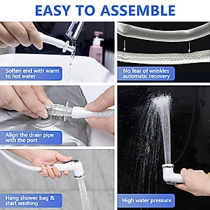 LOKFEHRE Bedside Shower Water Bag - 2.5 GL Portable Water Shower Bag For Hair Washing In Bed. Use with Inflatable Shampoo Basin, Inflatable Hair Washing Basin, Inflatable Bathtub For Elderly (Silver)