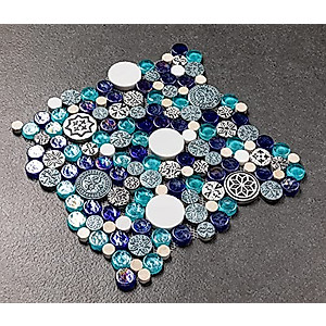 12-in x 12-in Vintage Blue Round Mosaic