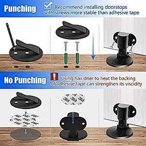 KOLAKO Magnetic Door Stopper, Magnetic Door Stops Black Door Stopper Stainless Steel Magnetic Door Stoppers Floor Adjustable Adhesive Door Catch Invisible Door Holder 2 Pack