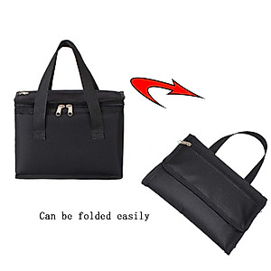 TEAMOOK Foldable Lunch Bag Insulated Lunch Box Water-Resistant Leakproof Soft Cooler Bag Black 10 cans